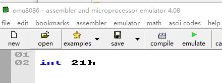 使用emu8086学习汇编 int 21h 指令_emu8086中bios di-CSDN博客