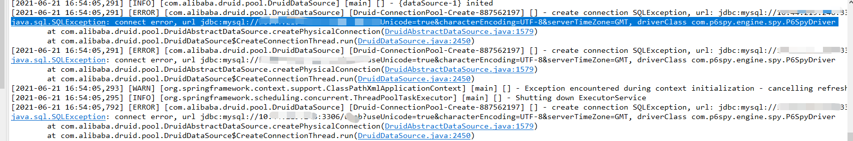 mysql驱动P6SpyDriver java.sql.SQLException: connect error_java.sql.sqlexception: com.p6spy.engine ...