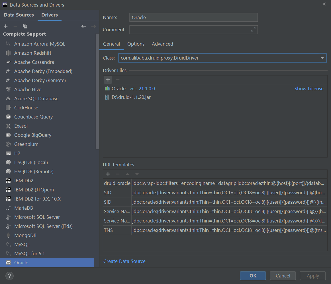 datagrip添加druid驱动解决Oracle乱码_jdbc:wrap-jdbc:-CSDN博客