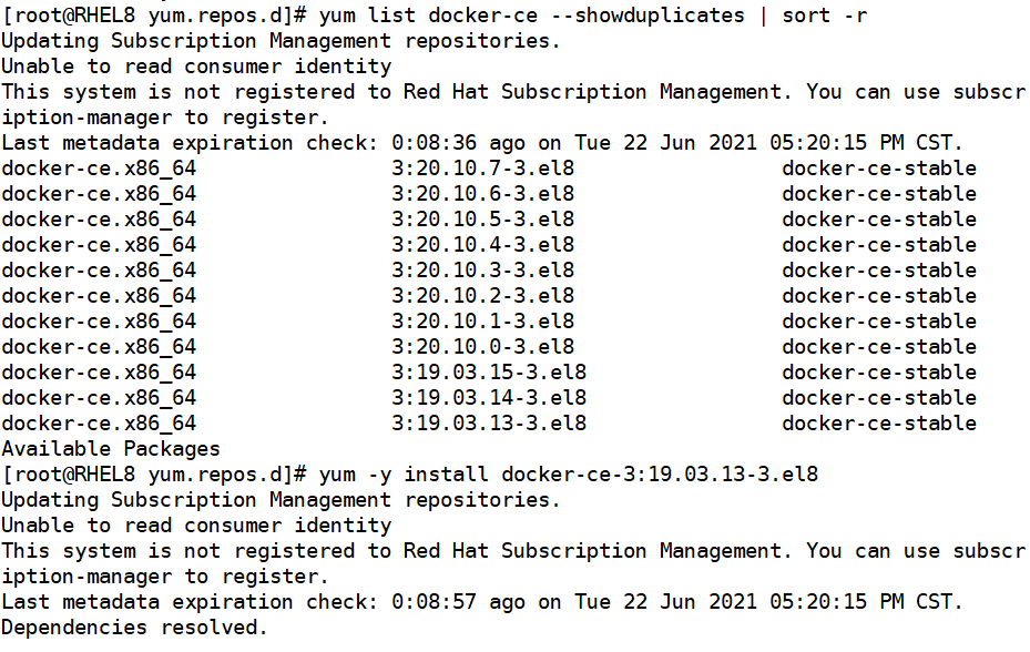 RHEL8安装docker出现nothing provides slirp4netns ＞= 0.4 needed by docker-ce-root_requires ...