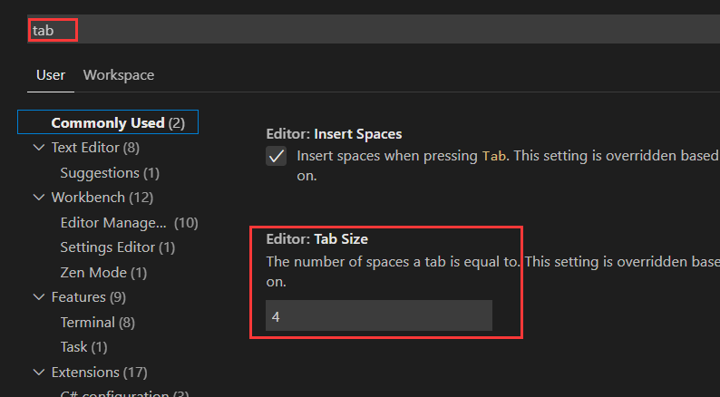 VsCode 设置了TabSize：4，可实际按Tab的时候还是2个？_vscode prettier 一直tab为2-CSDN博客