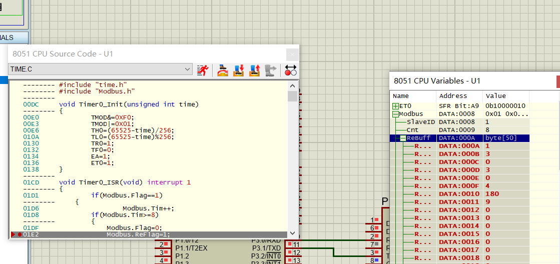 Proteus仿真二，通过51单片机来实现虚拟串口通信，基于MODBUS_RTU协议（1）_基于protues的单片机串口通信的范例-CSDN博客