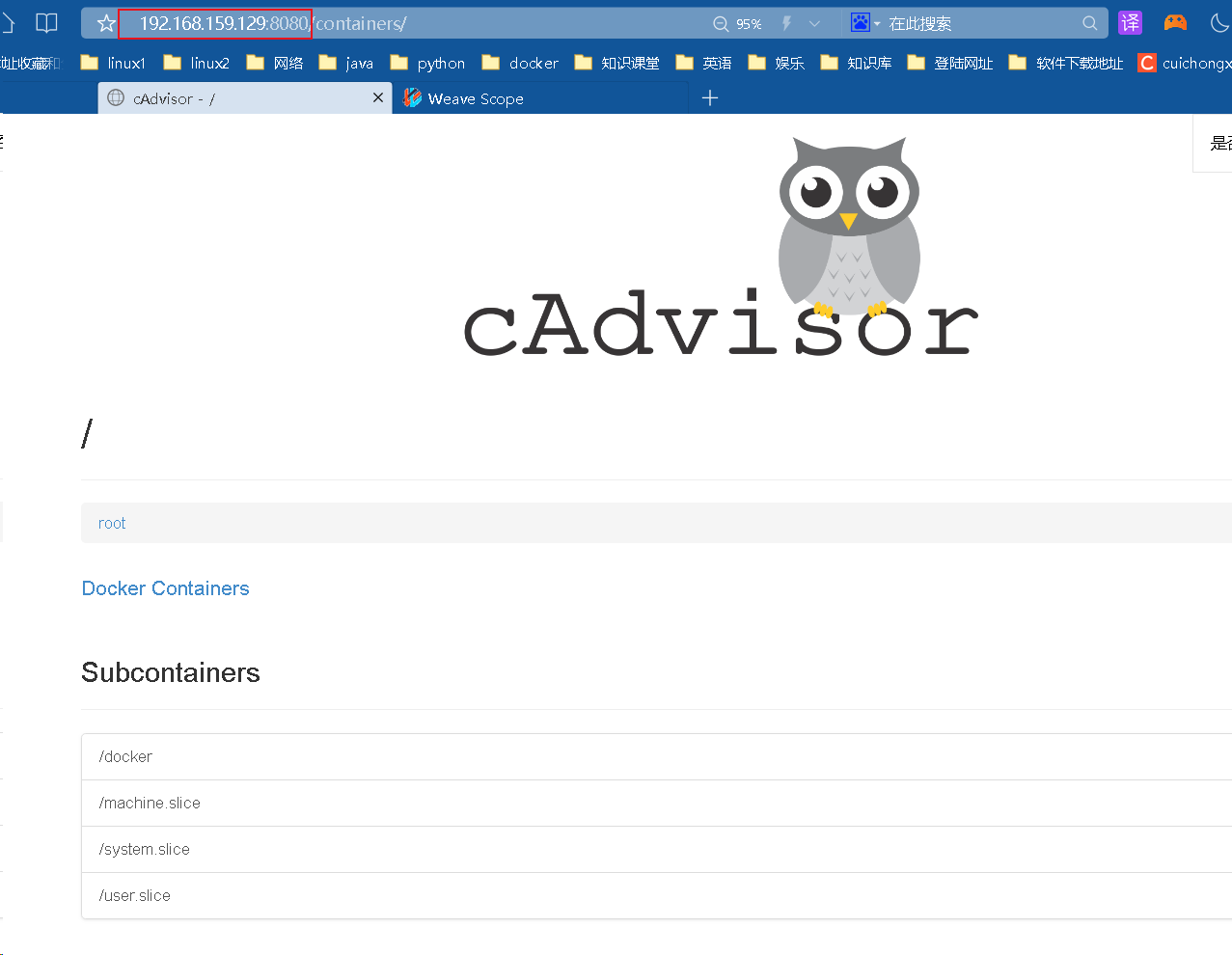 docker图形化监控容器资源使用情况【cadvisor和scope】_cadvisor 获取容器端口-CSDN博客