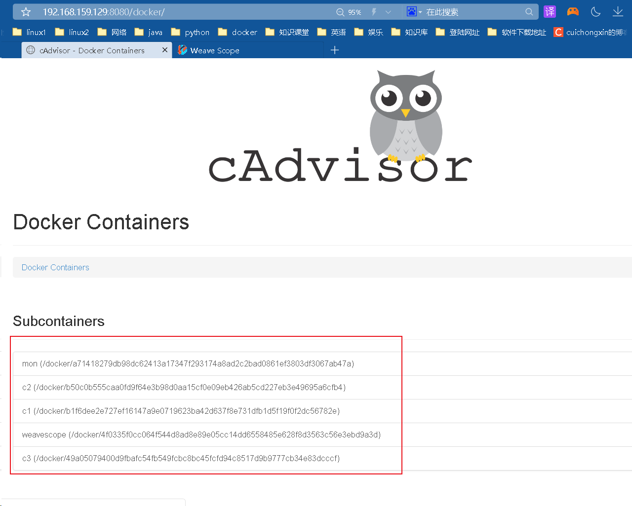 docker图形化监控容器资源使用情况【cadvisor和scope】_cadvisor 获取容器端口-CSDN博客