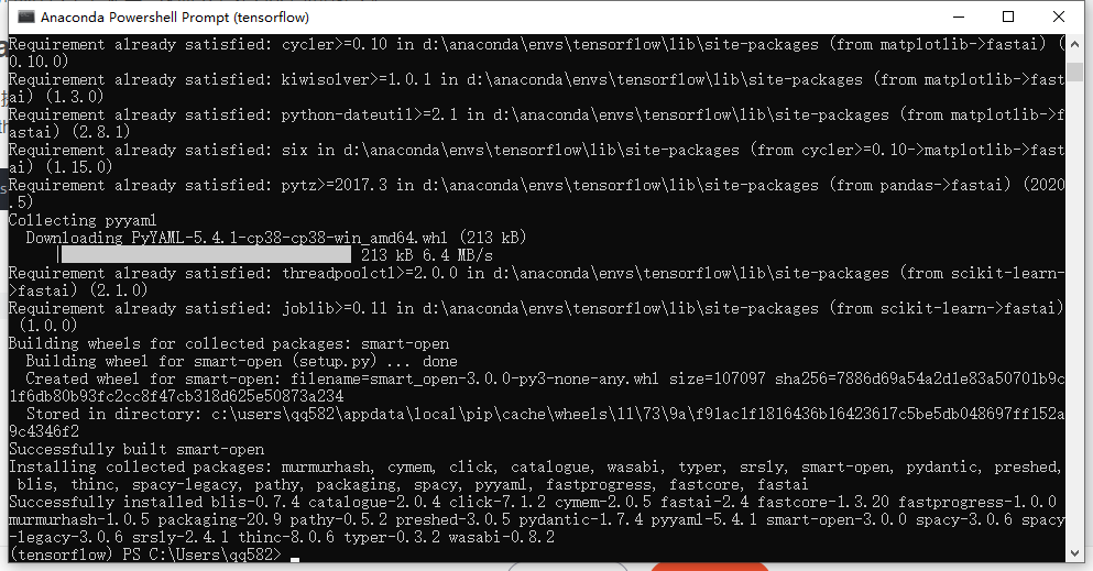 Windows环境下Fast.ai安装过程_window conda 安装 fastai-CSDN博客