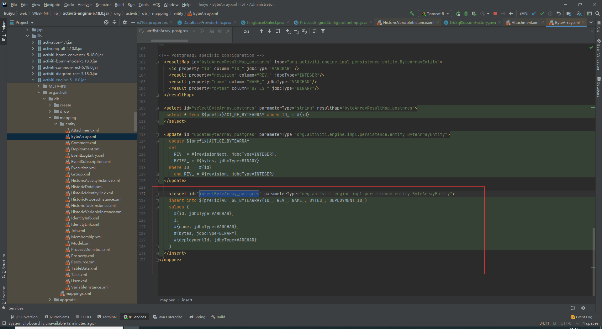 activiti升级支持kingbaseES（其他数据库也可以参考）_couldn't deduct database type from database produc-CSDN博客