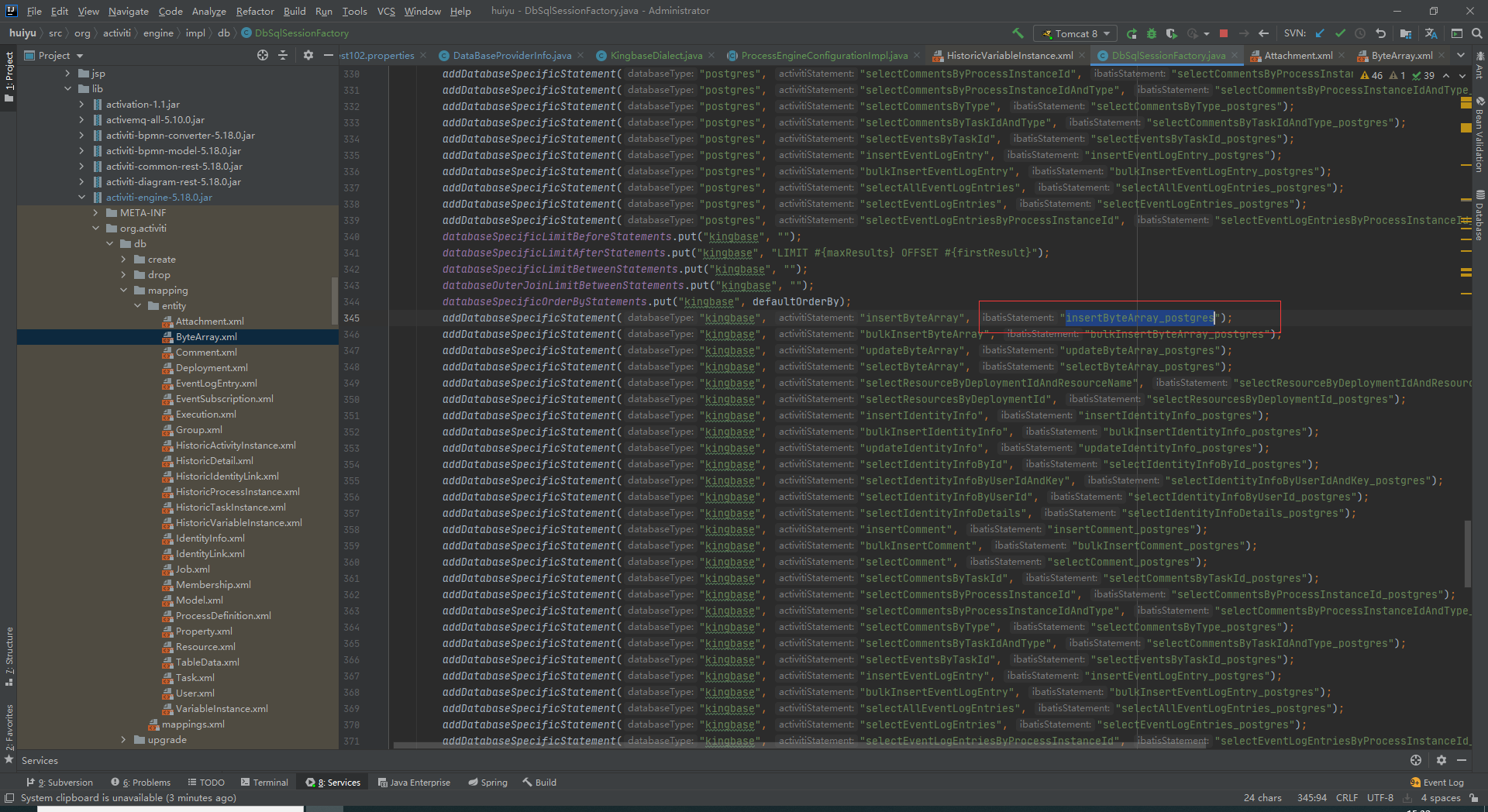 activiti升级支持kingbaseES（其他数据库也可以参考）_couldn't deduct database type from database produc-CSDN博客