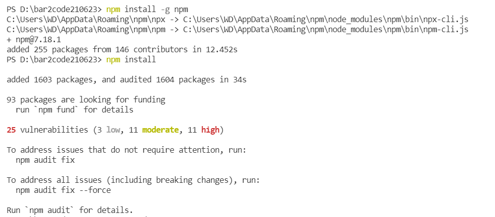 npm WARN read-shrinkwrap This version of npm is compatible with lockfileVersion@1, but package ...
