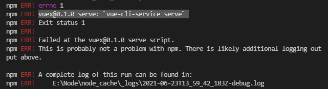 vscode vue 运行时，报错：vuex@0.1.0 serve: `vue-cli-service serve` 解决方式_vue-tms@0.1.0 serve: `npx --max ...