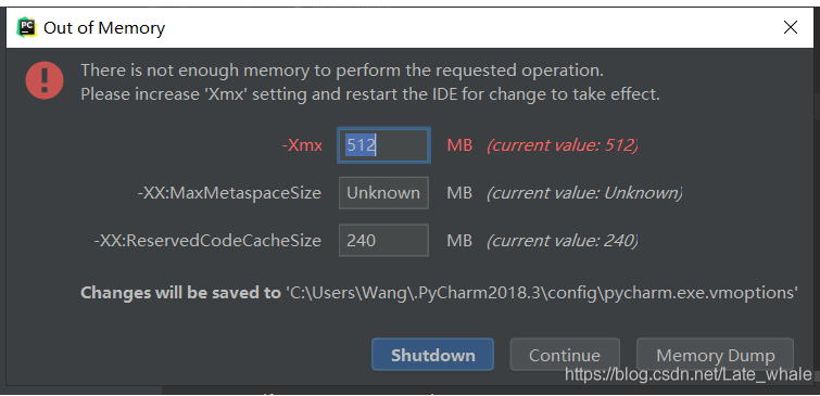 pycharm闪退问题（出现out of memory错误后，修改值后打不开）_pycharm out of memory打不开-CSDN博客