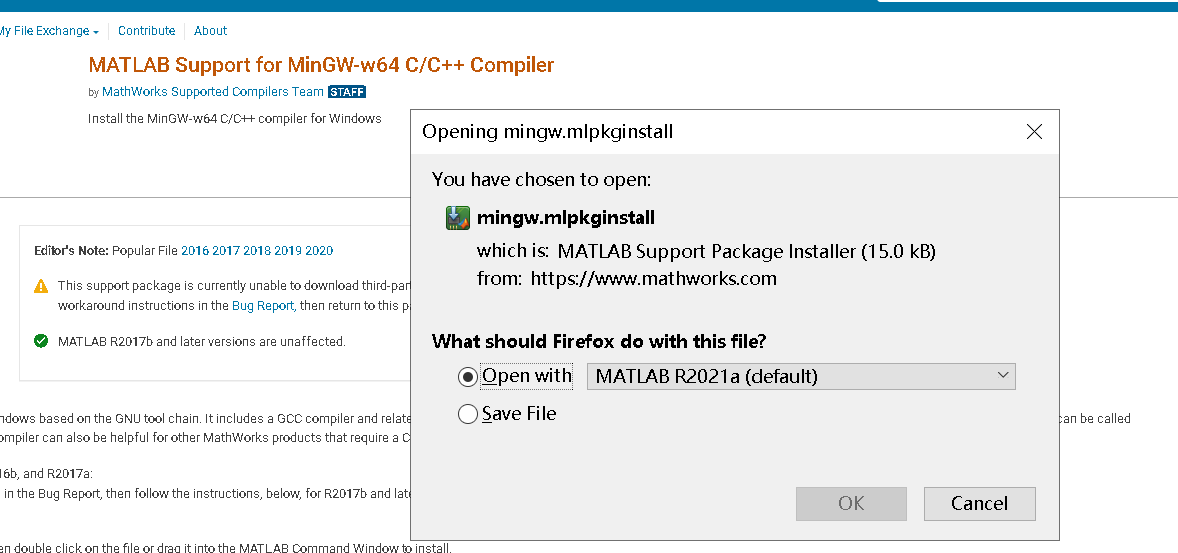 （Windows系统）MATLAB2021a安装MinGW -w64_matlab2021 mingw.mlpkginstall-CSDN博客