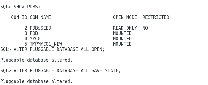 PDB在数据库启动时保持设定的状态_pdb mounted-CSDN博客