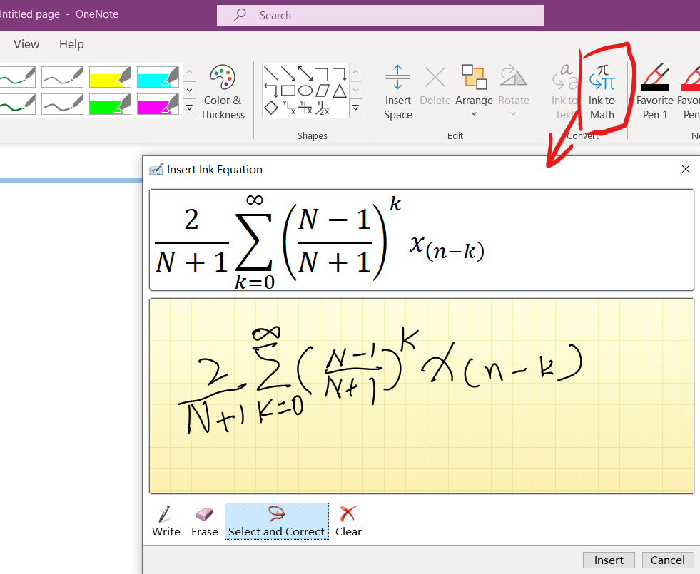 OneNote手写输入数学公式_onenote mathtype-CSDN博客
