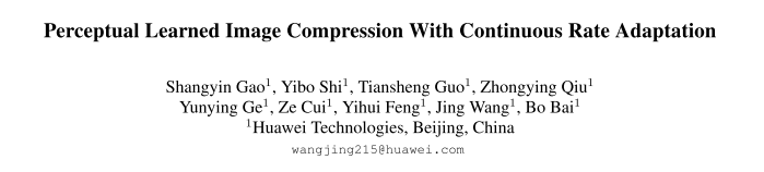 【图像压缩】CLIC2021 Winner 《Perceptual Learned Image Compression With Continuous Rate Adaptation ...