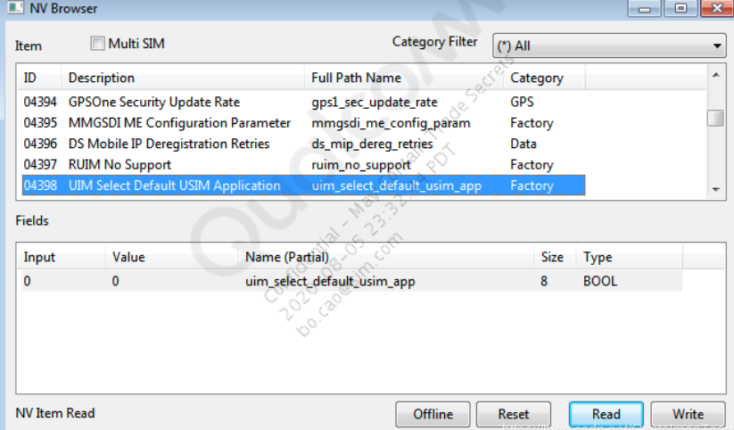 【高通SIM卡】 单双卡NV配置