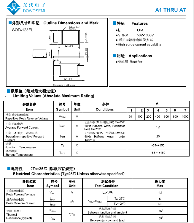 1N4007、M7、A7整流二极管，有什么区别？_1n4007和m7_DOWOSEMI13的博客-CSDN博客