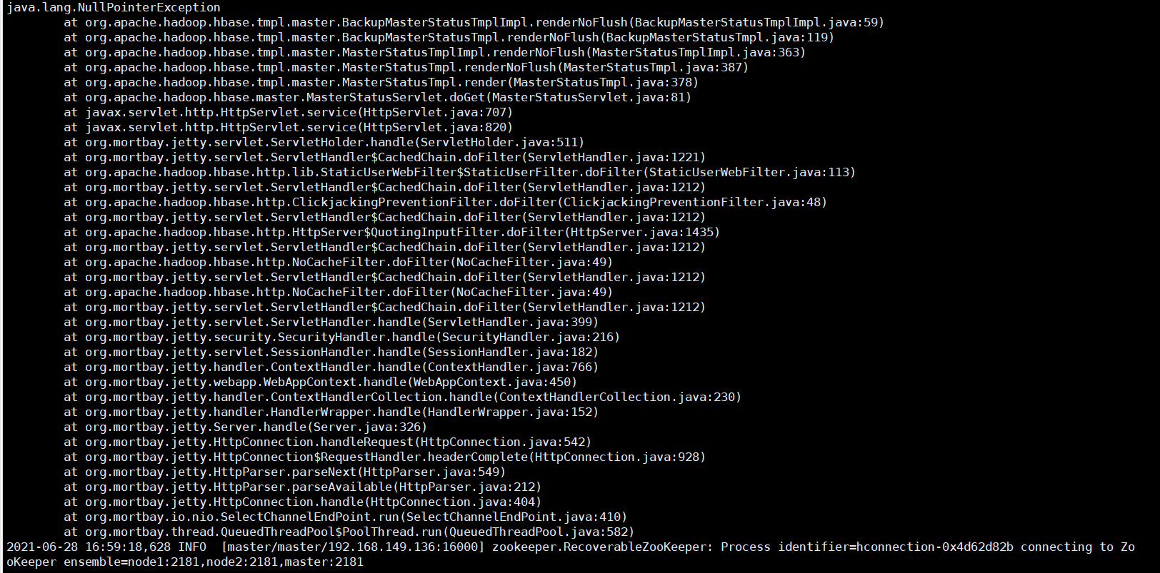 Hbase 启动报错java.lang.NullPointerException_java.lang.nullpointerexception at org.apache.hadoo-CSDN博客