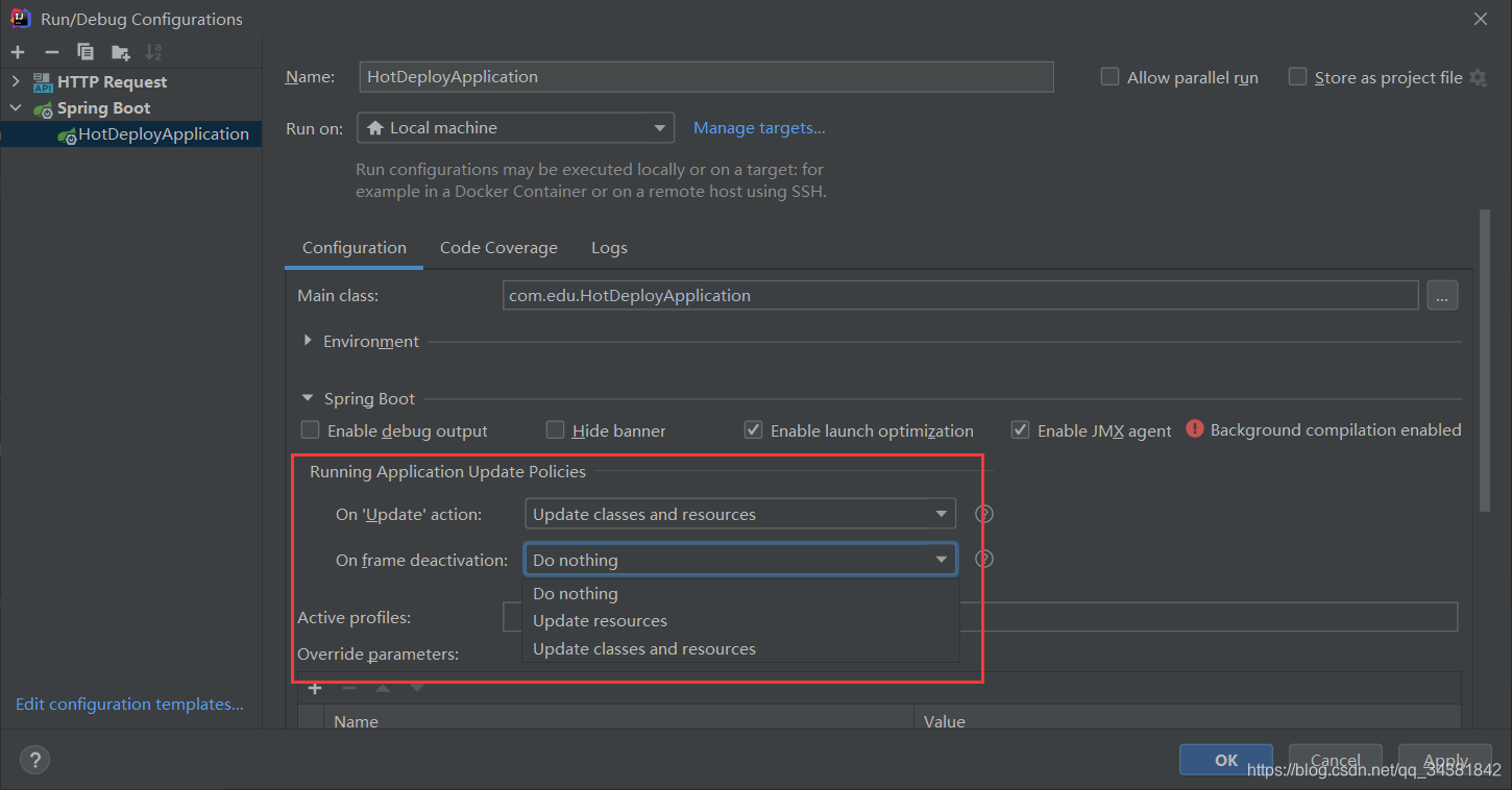 Spring Boot热部署和idea自动更新对比running Application Update Policies Csdn博客