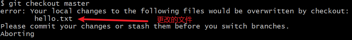 git 切换分支时 报错 error: Your local changes to the following files would be overwritten by checkout ...