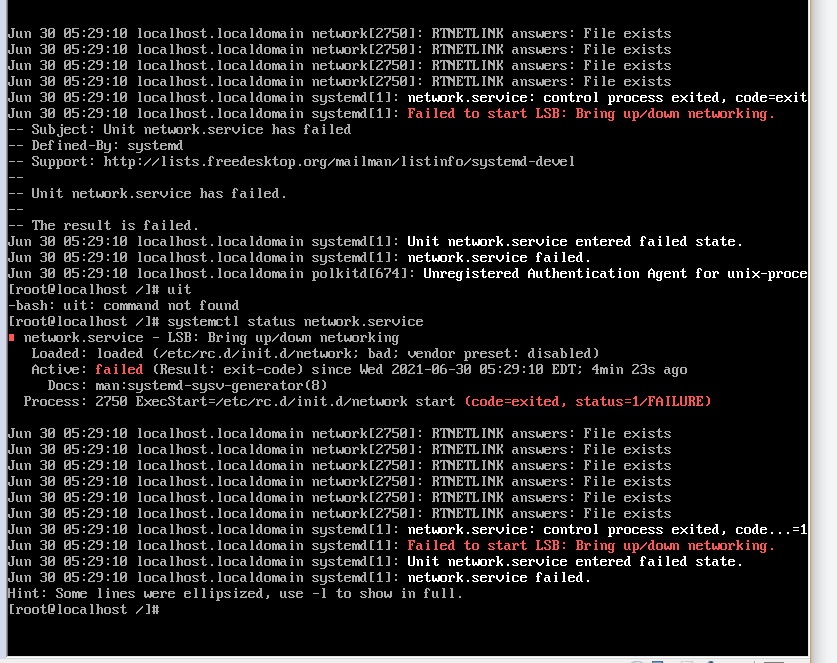 Failed to start LSB:Bring up/down networking-CSDN博客