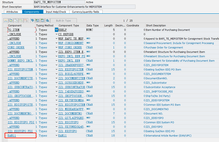 SAP中使用BAPI_PO_CREATE1或BAPI_PO_CHANGE更新EAN11字段或其他不存在于BAPI中字段_abapbadi增强如何更新字段里面的内容-CSDN博客