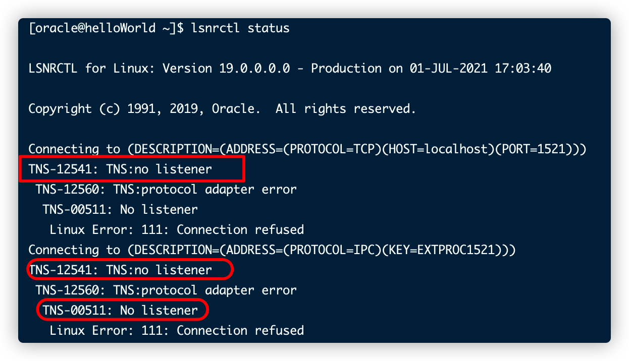 oracle 19c 执行startup命令时报错 ORA-01078: failure in processing system parameters,LRM-00109: could ...