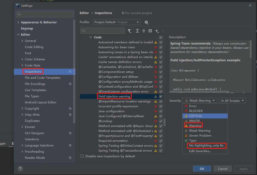 idea中通过@Autowired注入的对象一直有下划线提示_@autowired下卦限-CSDN博客