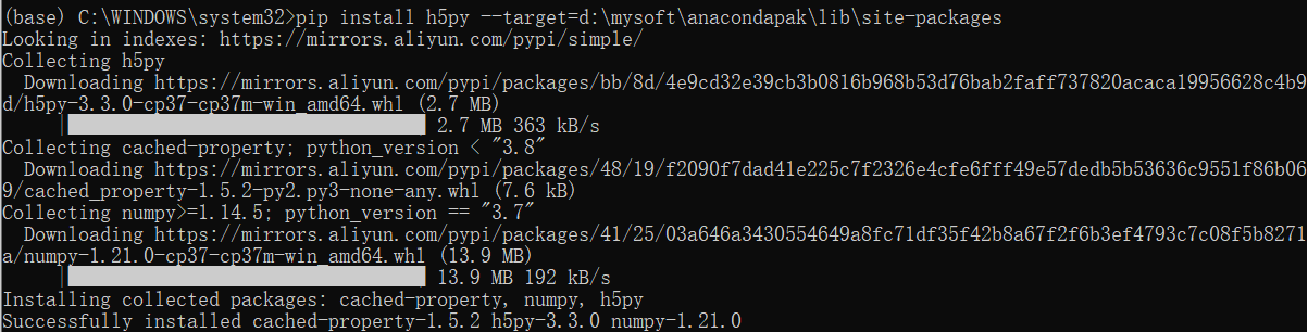 安装h5py报错：Requirement already satisfied: h5py in d:\mysoft\anacondapak ...