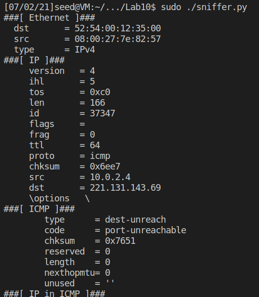信息安全 SEED Lab10 Packet Sniffing and Spoofing Lab_packet sniffing and spoofing lab 1-CSDN博客
