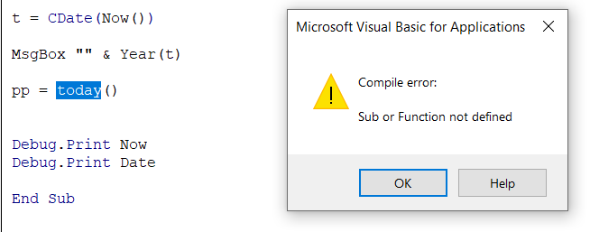 excel - vba中没有预定义的today函数（），获取当前日期的方法_vba today-CSDN博客