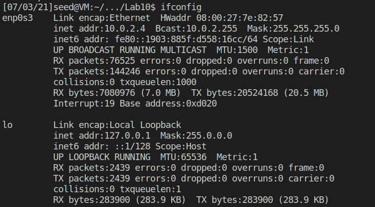 信息安全 Seed Lab10 Packet Sniffing And Spoofing Labpacket Sniffing And 