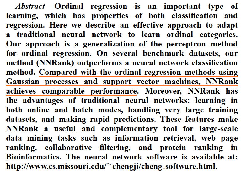 论文复现：A Neural Network Approach to Ordinal Regression-2008年_vessel classification using a ...