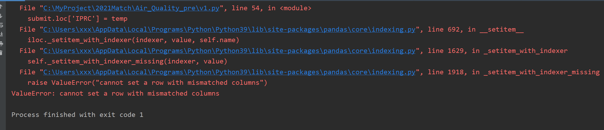 ValueError: cannot set a row with mismatched columns Pandas报错，超级折磨人-CSDN博客