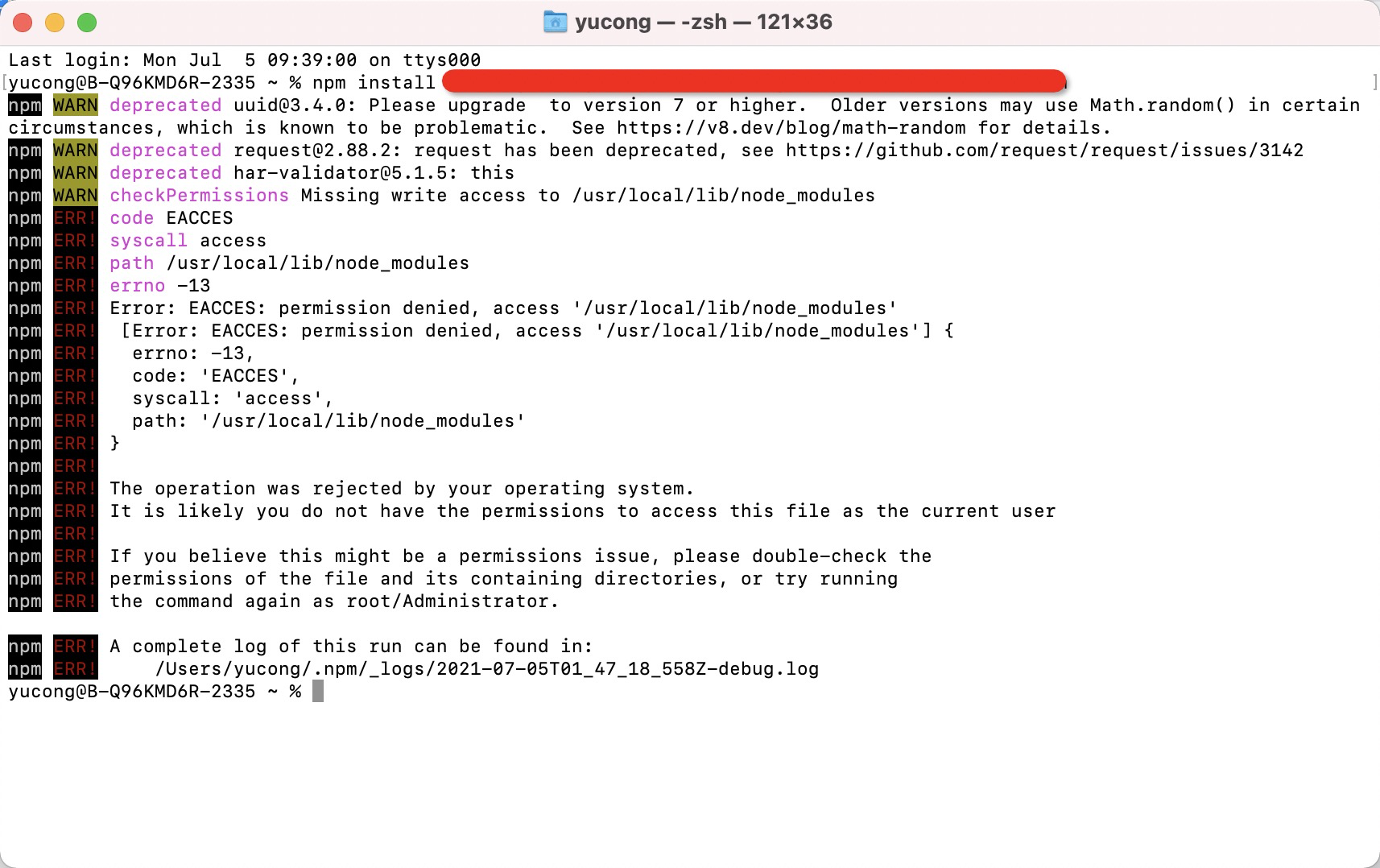 Error: EACCES: permission denied, access ‘/usr/local/lib/node_modules‘的解决方法-CSDN博客