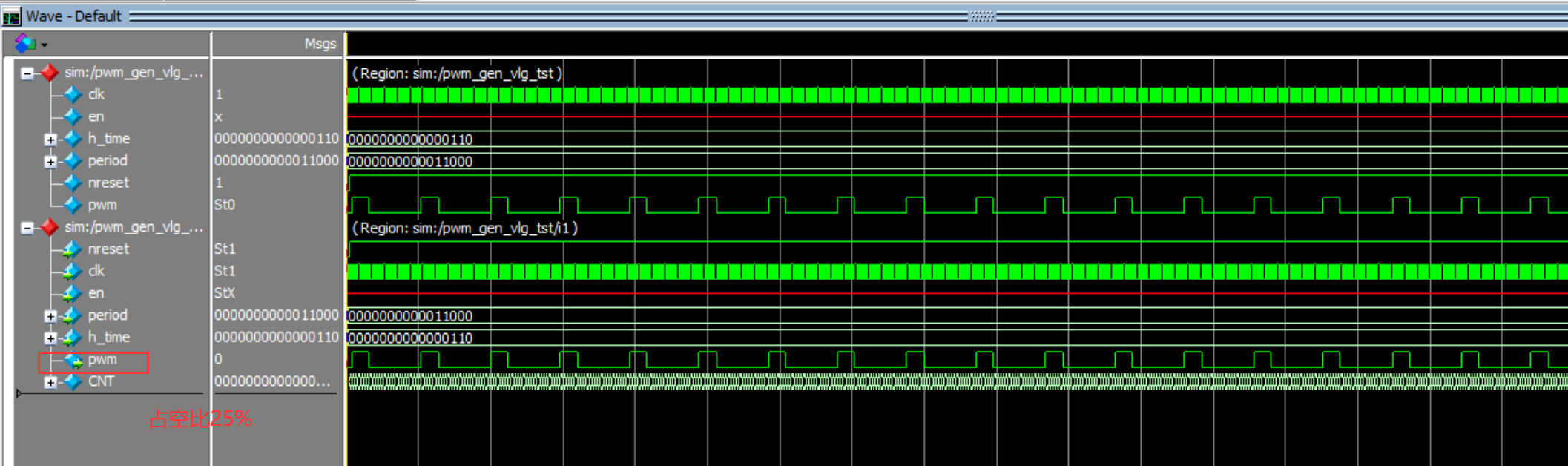 quartus实现产生任意频率任意占空比的PWM波（含多路）_quartus ii 占空比25%的pwm波形,分频器代码-CSDN博客