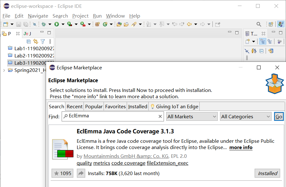 软件构造小记（1）Eclipse中单元测试覆盖率统计EclEmma插件的安装和使用_eclipse单元测试看覆盖率教程-CSDN博客