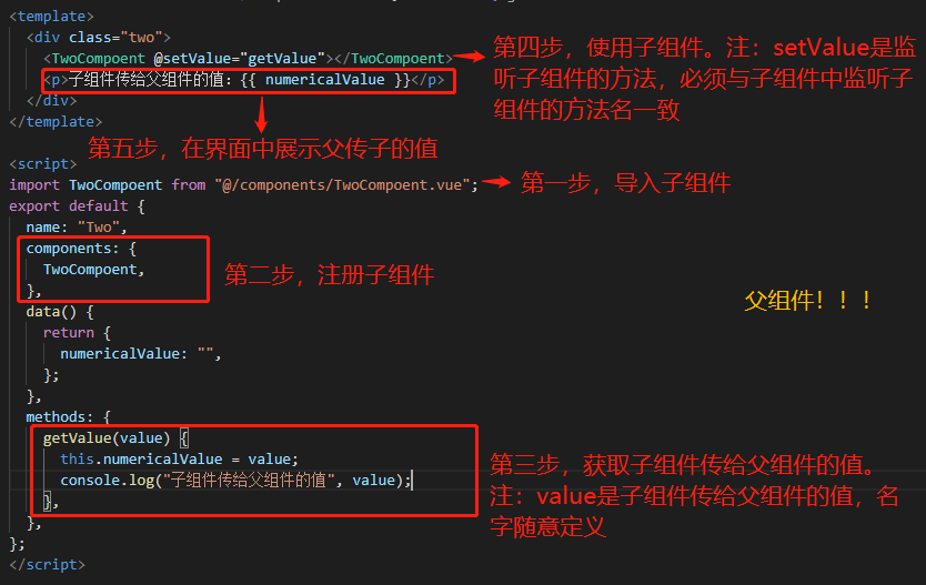 Vue 父子组件间的传值、父组件调用子组件的方法或变量父组件使用子组件的变量 Csdn博客 