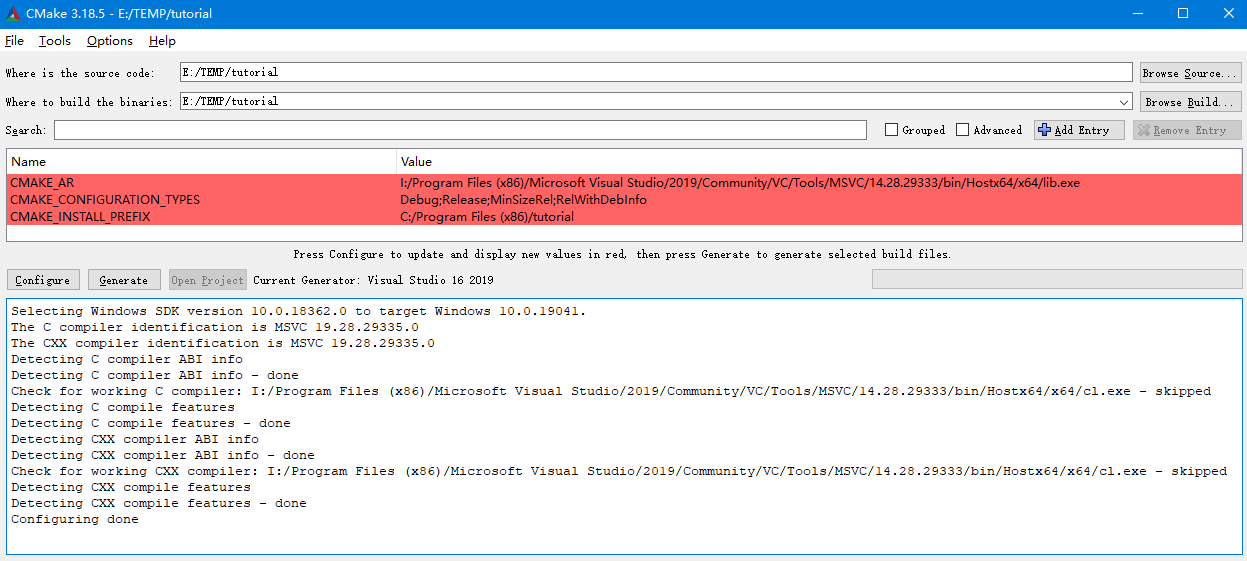 CMake入门（CMake-gui + Visual studio 2019）_cmake中如何选择vs2019-CSDN博客