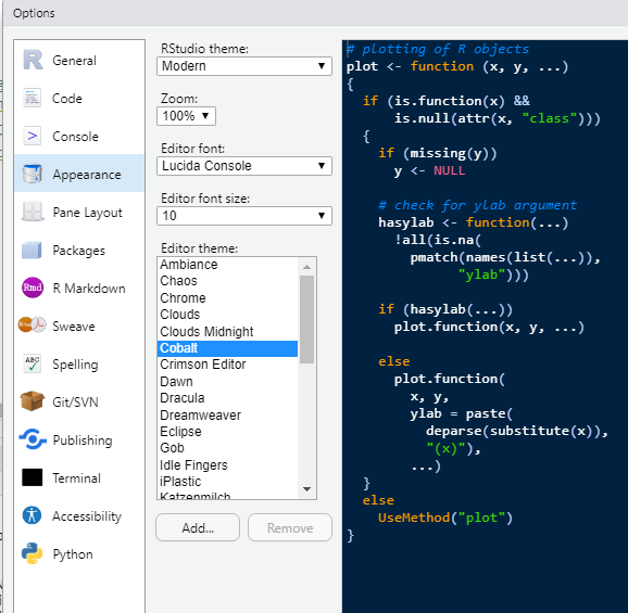 RStudio修改界面设置: 几个个人喜欢的深色主题记录_rstudio哪个背景颜色好-CSDN博客