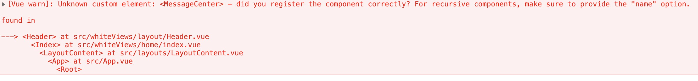 did you register the component correctly? For recursive components, make sure to provide the ...