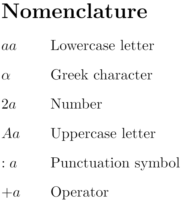 Latex 术语集 Nomenclatures Latex Nomenclature-csdn博客