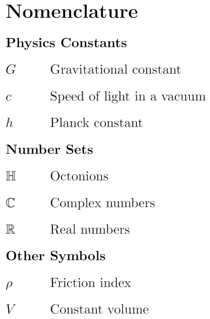 LaTeX 术语集 Nomenclatures_latex nomenclature-CSDN博客