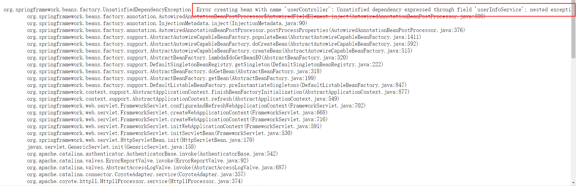 Error creating bean with name ‘userController‘: Unsatisfied dependency expressed through field ...