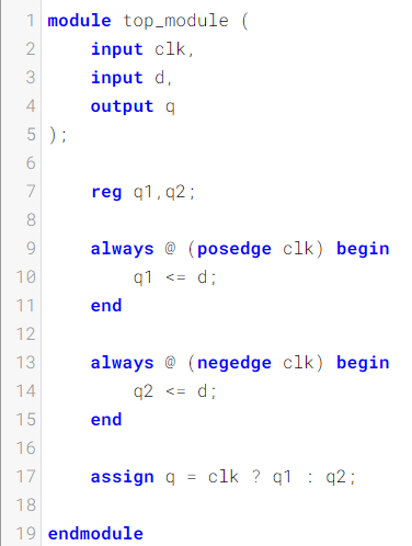 HDLBits-Dual-edge triggered flip-flop_double-edge-triggered flip-flops rfid-CSDN博客