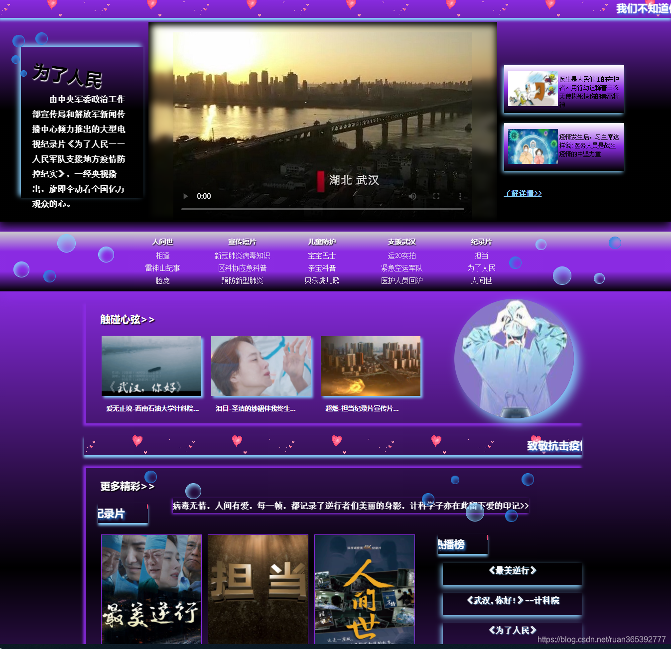 Html5期末大作业:抗击疫情网页——逆行者7个页面 大学生抗疫感动专题网页 疫情防控网页设计html模板 大学生抗疫感动专题网页设计作业模板 静态html Css网站制作成品疫情