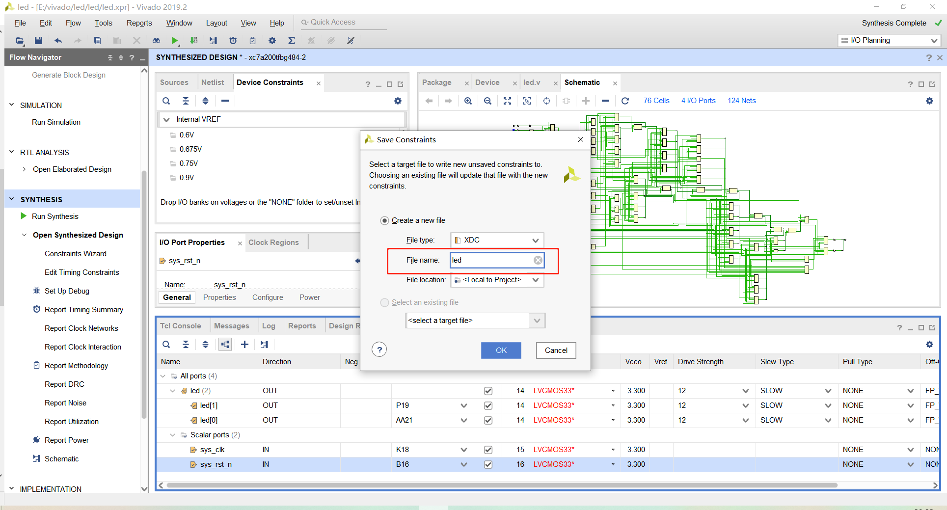 vivado fpga简单入门--led闪烁 创建工程+代码输入+添加引脚约束完整具体流程_vivado绑定引脚-CSDN博客