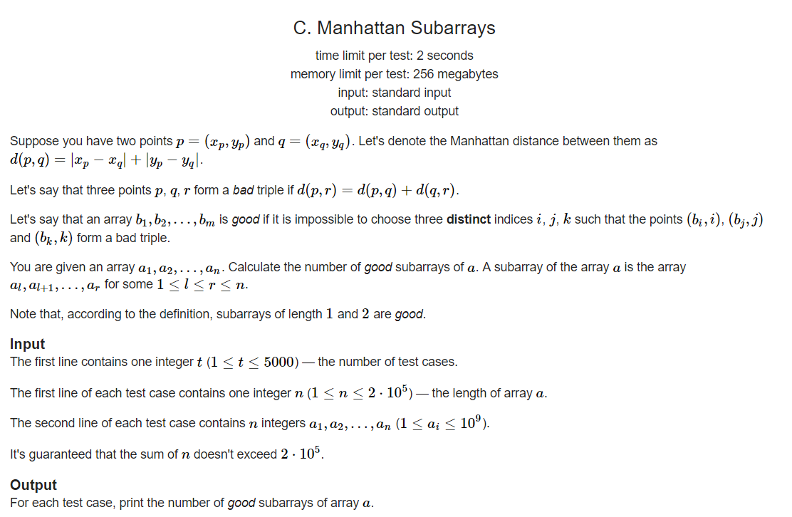 C Manhattan Subarrays Csdn博客 