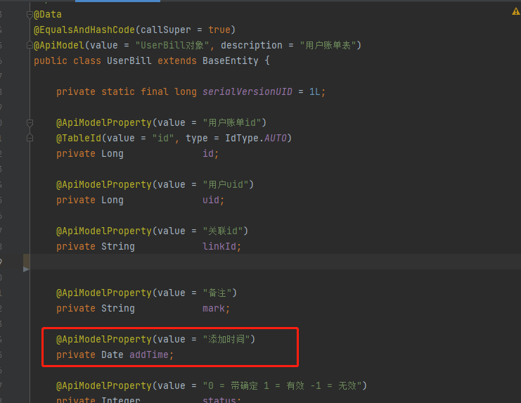 Can‘t map property “java.lang.Integer addTime“ to “java.util.Date addTime“. Consider to declare ...