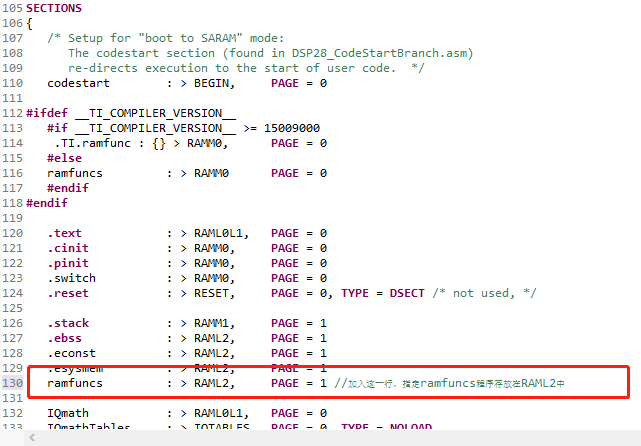 CCS错误解决:#10247-D null: creating output section “ramfuncs“ without a SECTIONS specification ...