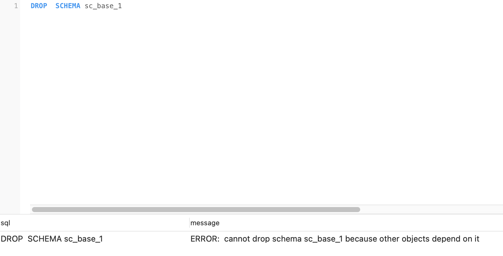 解决ERROR: cannot drop schema sc_base_1 because other objects depend on it.模式级联删除-CSDN博客